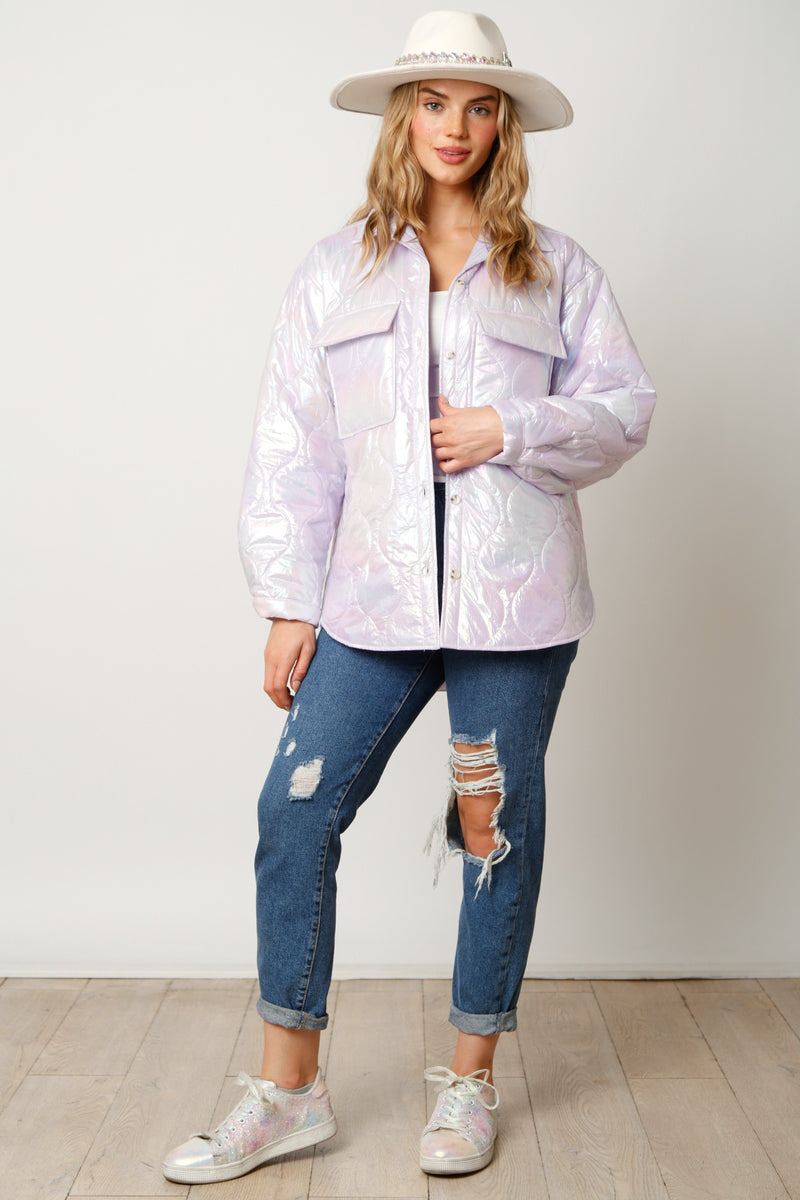 Shake It Off Iridescent Puffer Jacket – Besos Boutique